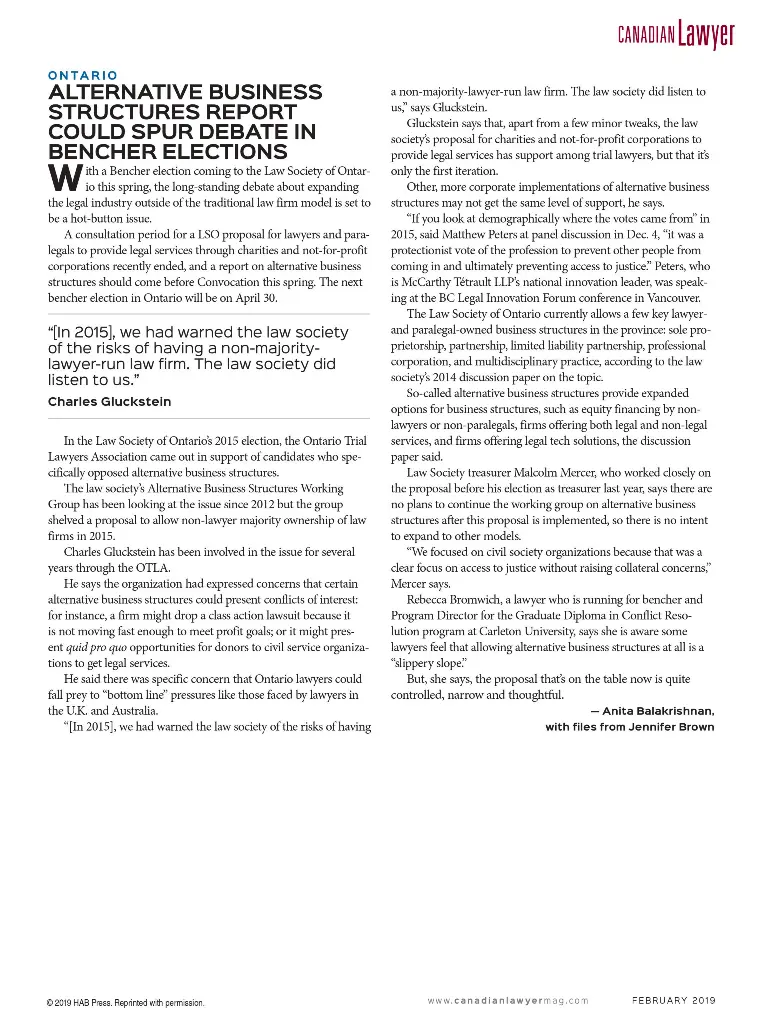 Could the Business Structures Report Affect the Bencher Election?